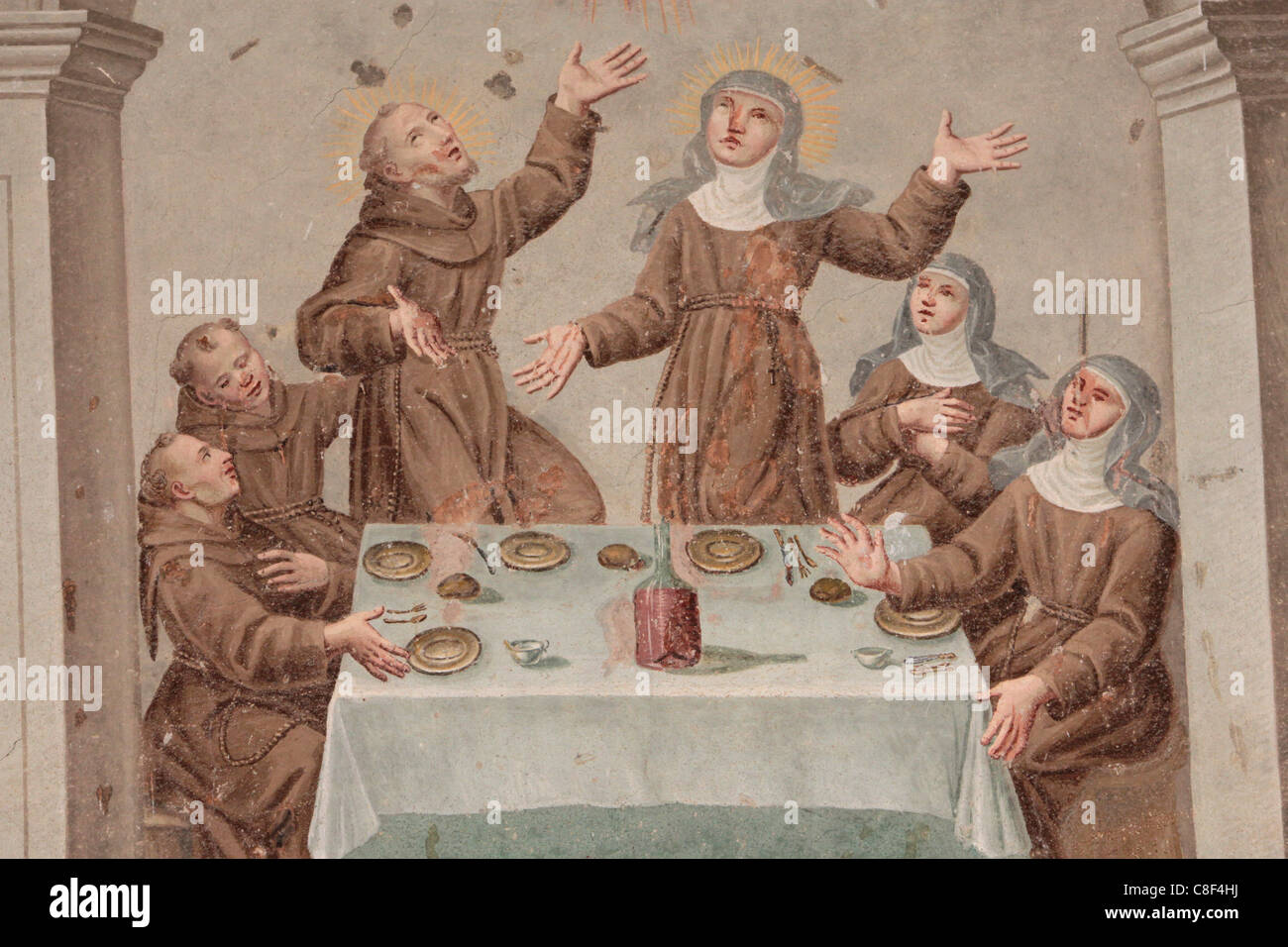 An 18th century fresco depicting the life of St. Francis of Assisi ...