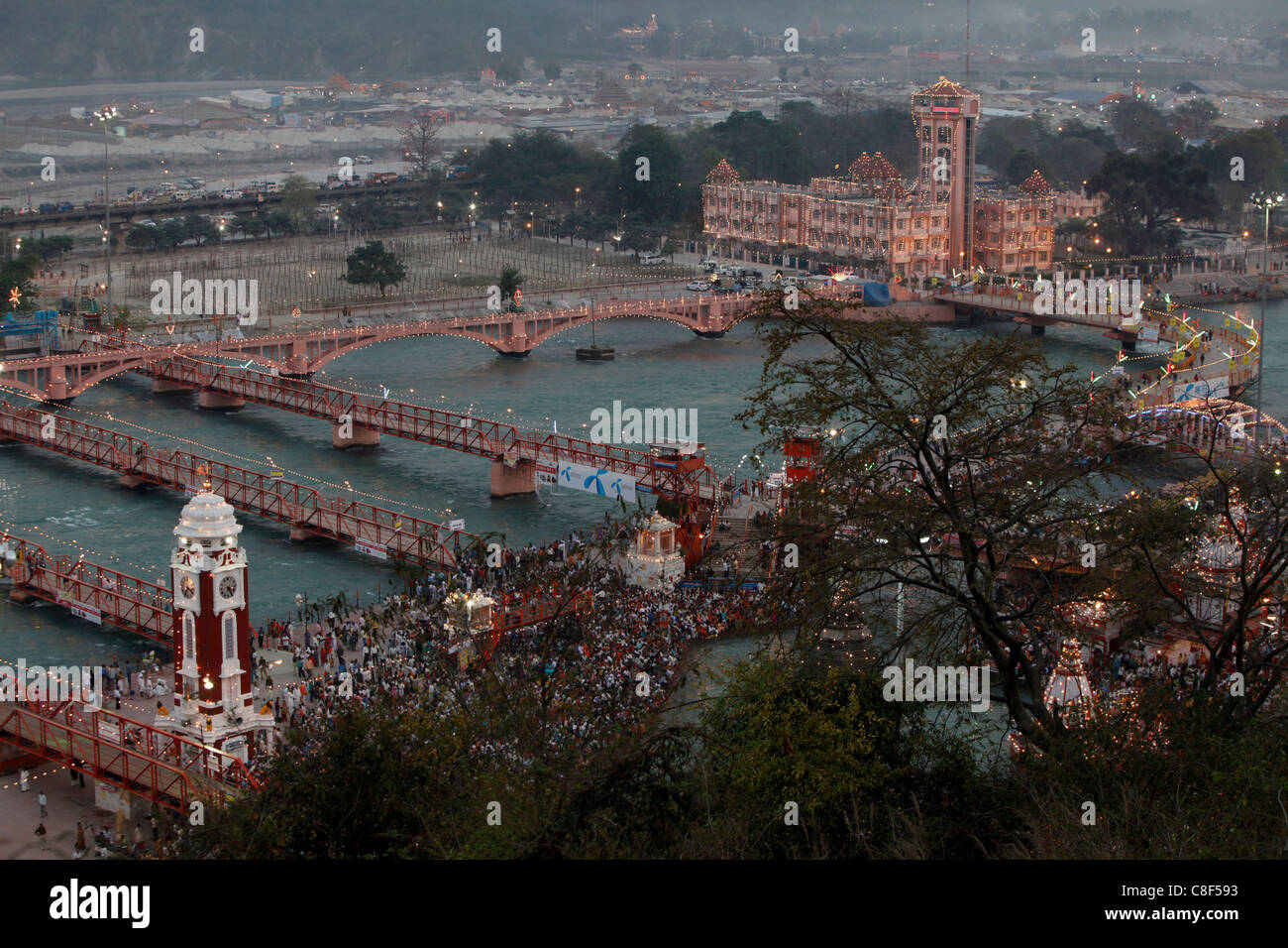 Evening light at the Kumbh Mela in Haridwar, Uttarakhand, India Stock ...