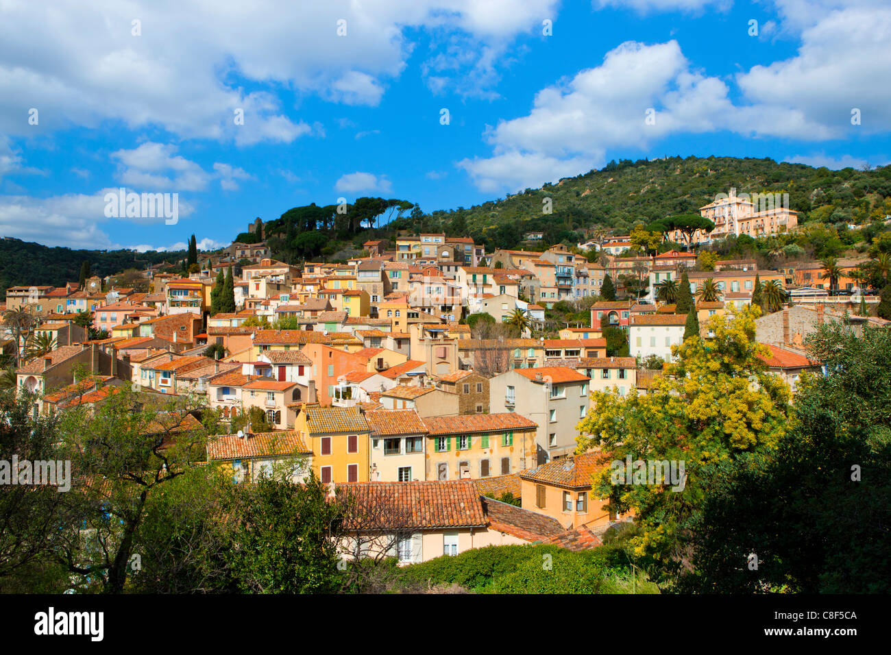 Bormes-les-Mimosas, France, Europe, Côte d'Azur, Provence, Var, town ...