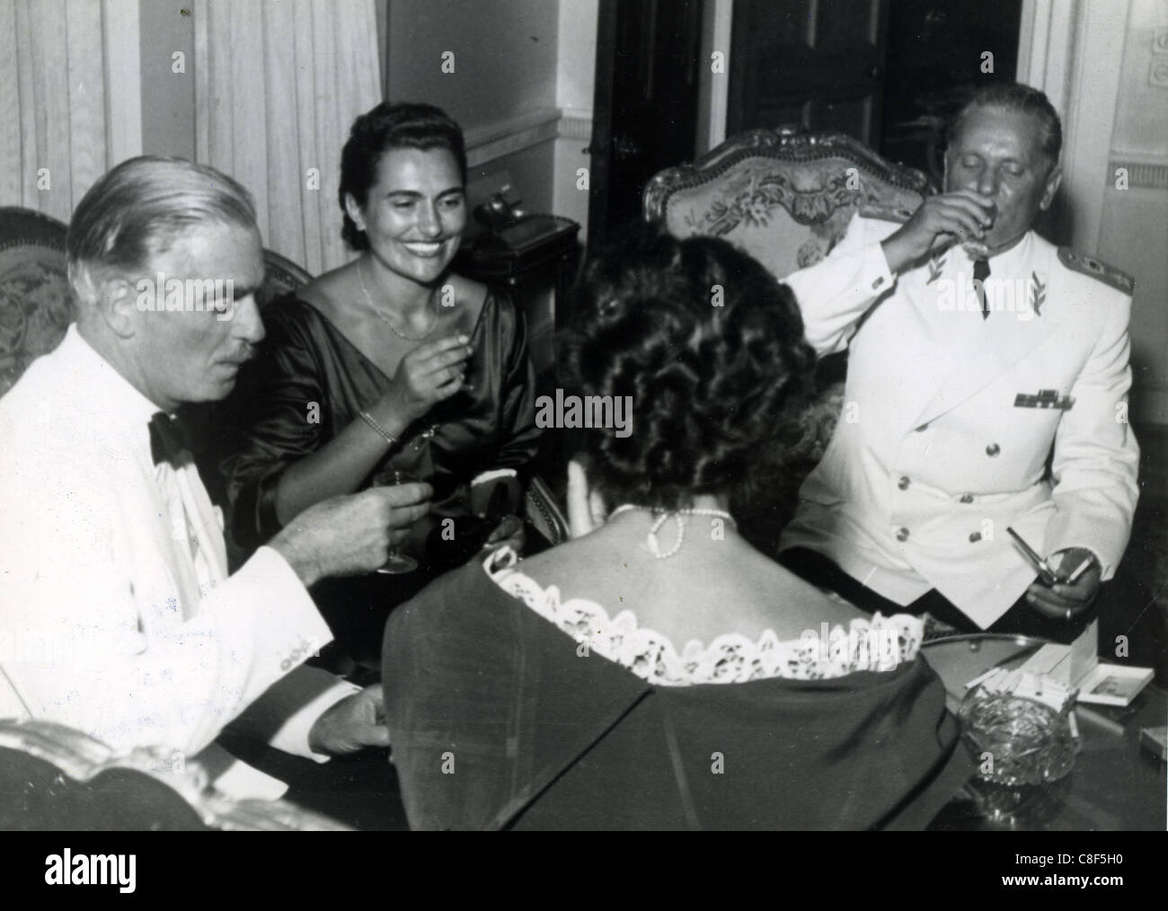 JOSIP BRIZ TITO (1892-1980) at right with wife Jovana and Anthony Eden ...