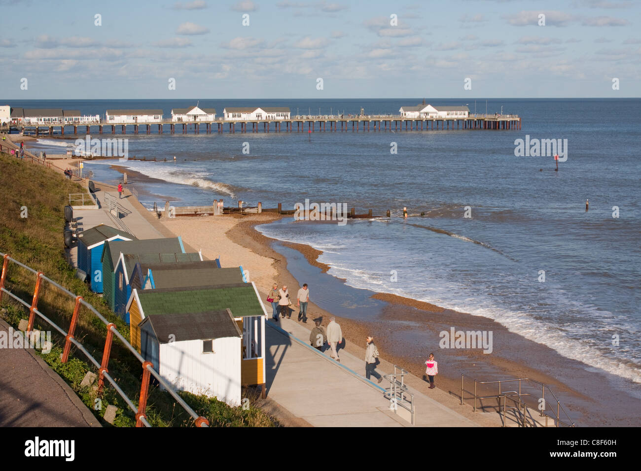 The pier and coast at Southwold on the Suffolk Coast, England Stock ...