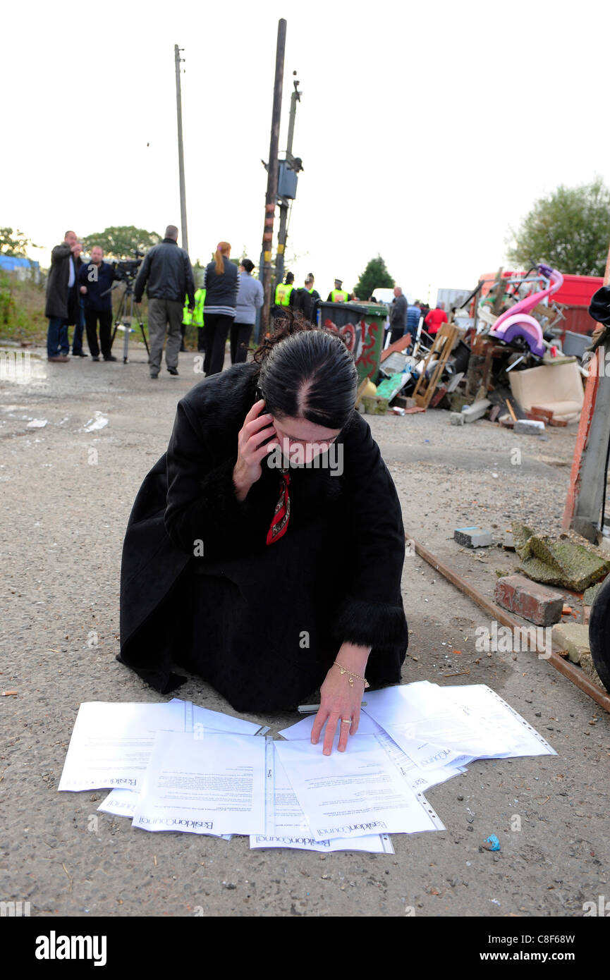 Candy Sheridan, campaigner for Gypsy rights, studies the eviction ...