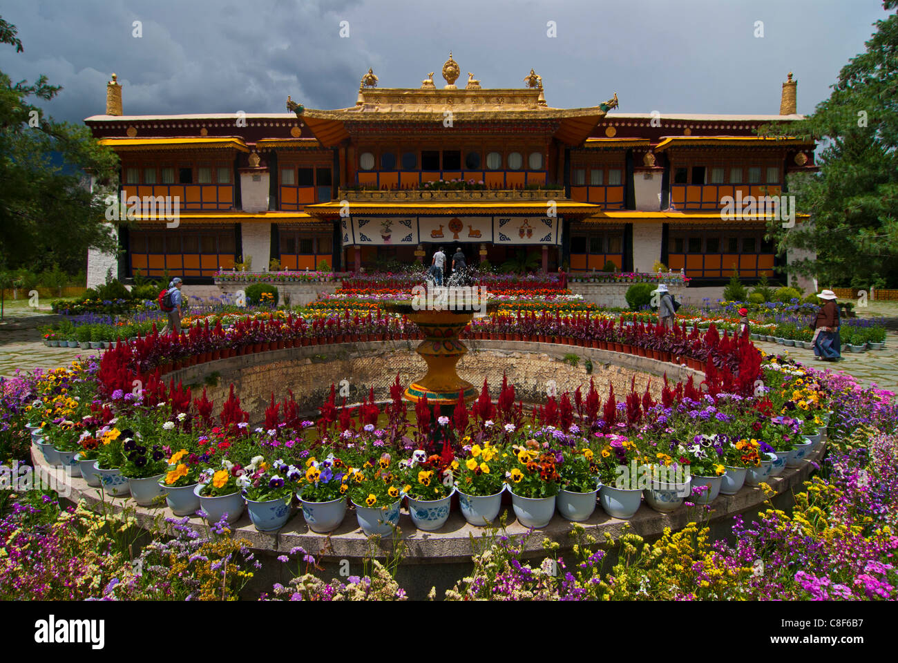 Colourful flowers at the Summer Palace, Lhasa, Tibet, China Stock Photo ...