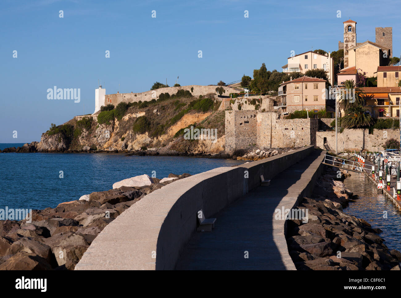 The harbour walls of Talamone. Tuscany, Italy Stock Photo - Alamy