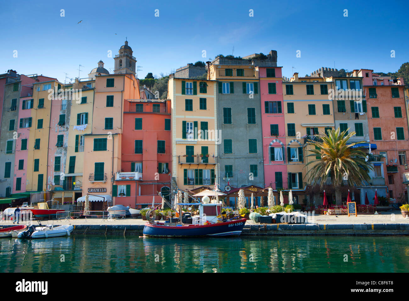 Portovenere, Italy, Europe, Liguria, sea, Mediterranean Sea, town, city ...