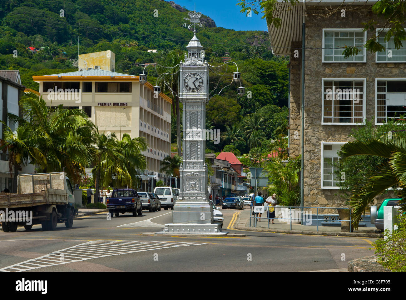Victorian clock tower in the capital Victoria, Mahe, Seychelles Stock ...