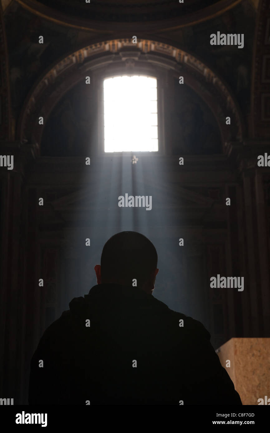 Man silhouette in front of window back light Stock Photo - Alamy