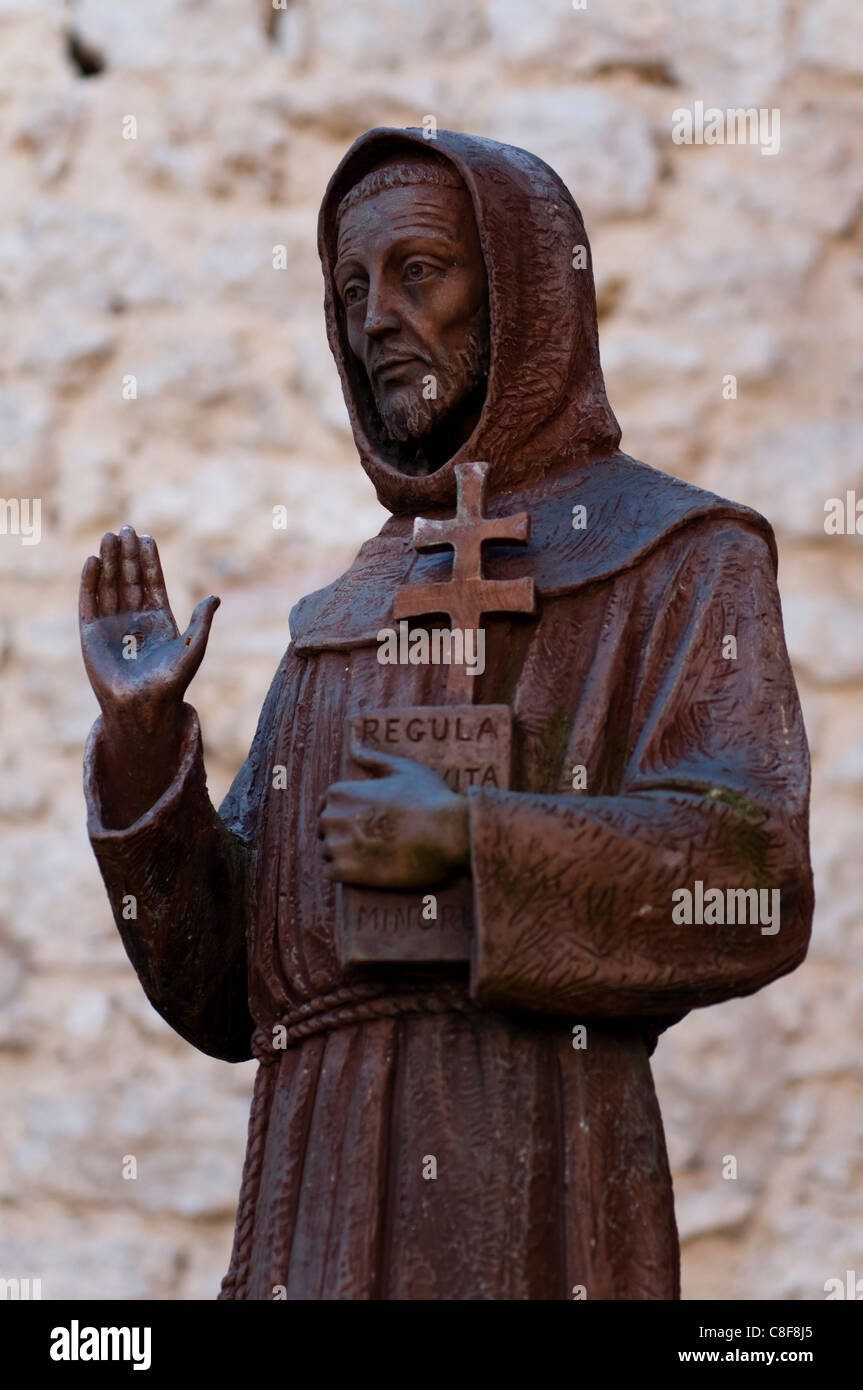 Statue of St. Francis, cloister, Franciscan Sanctuary of Fonte Colombo ...