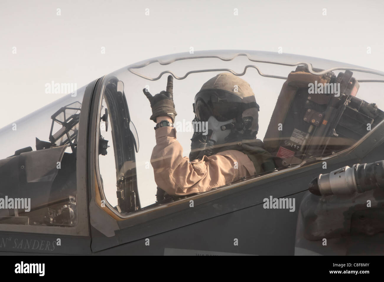 Marine Attack Squadron 513 pilot prepares to launch his AV-8B Harrier ...