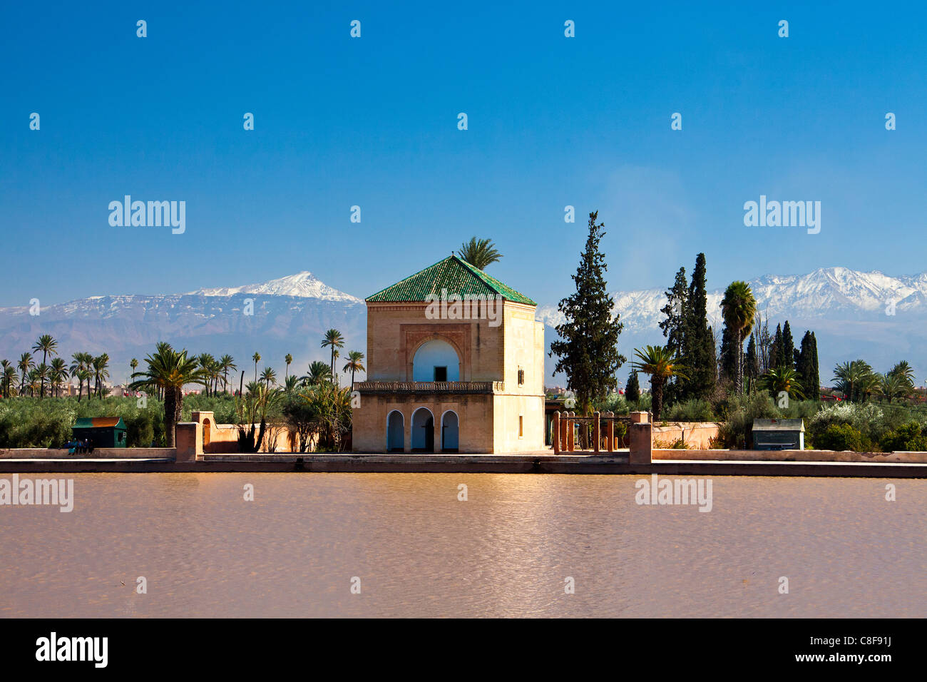 Morocco, North Africa, Africa, Marrakech, El Menara, garden, park, well ...