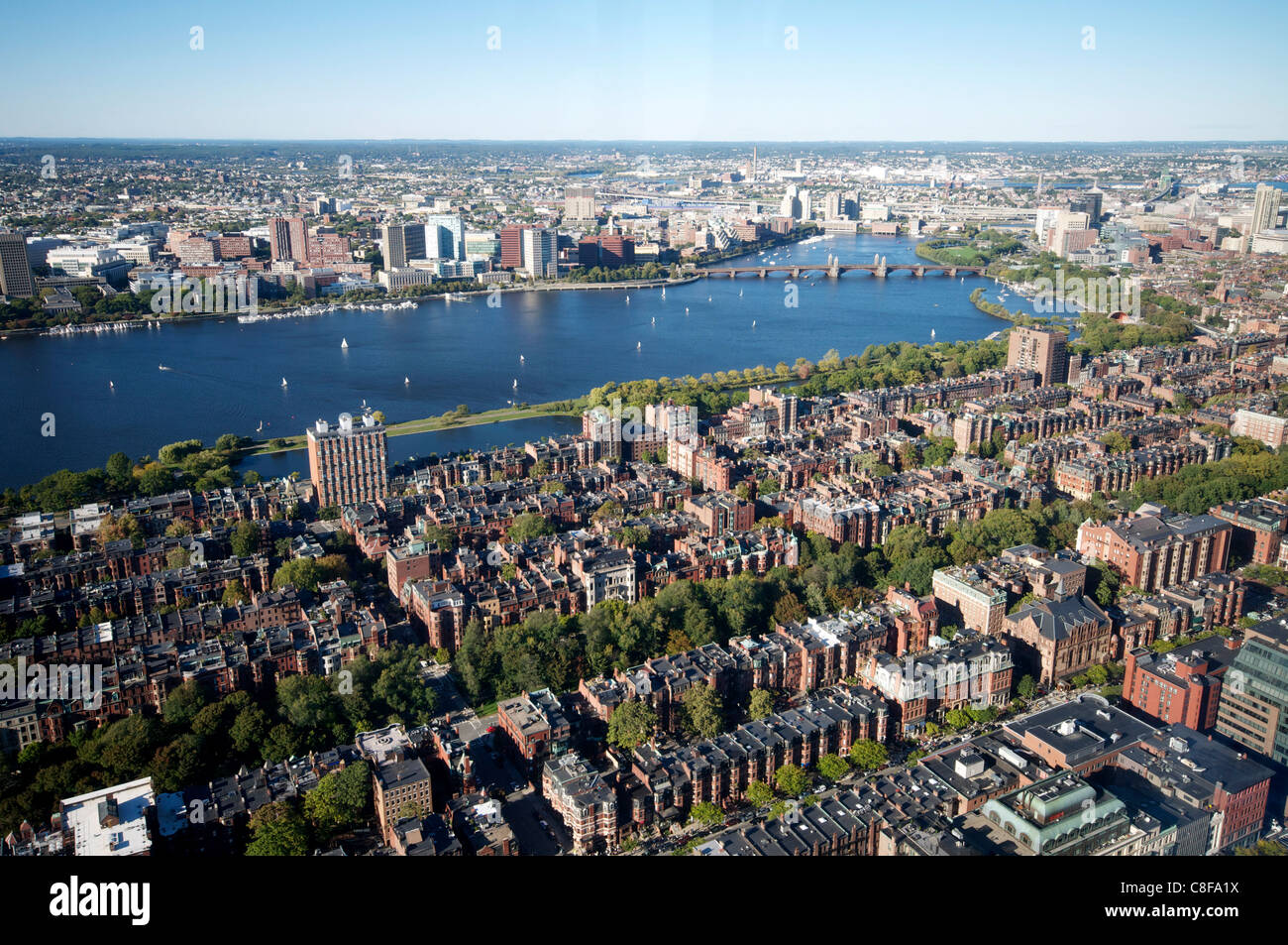 Aerial view of Boston from the Prudential Sky Walk, Boston ...
