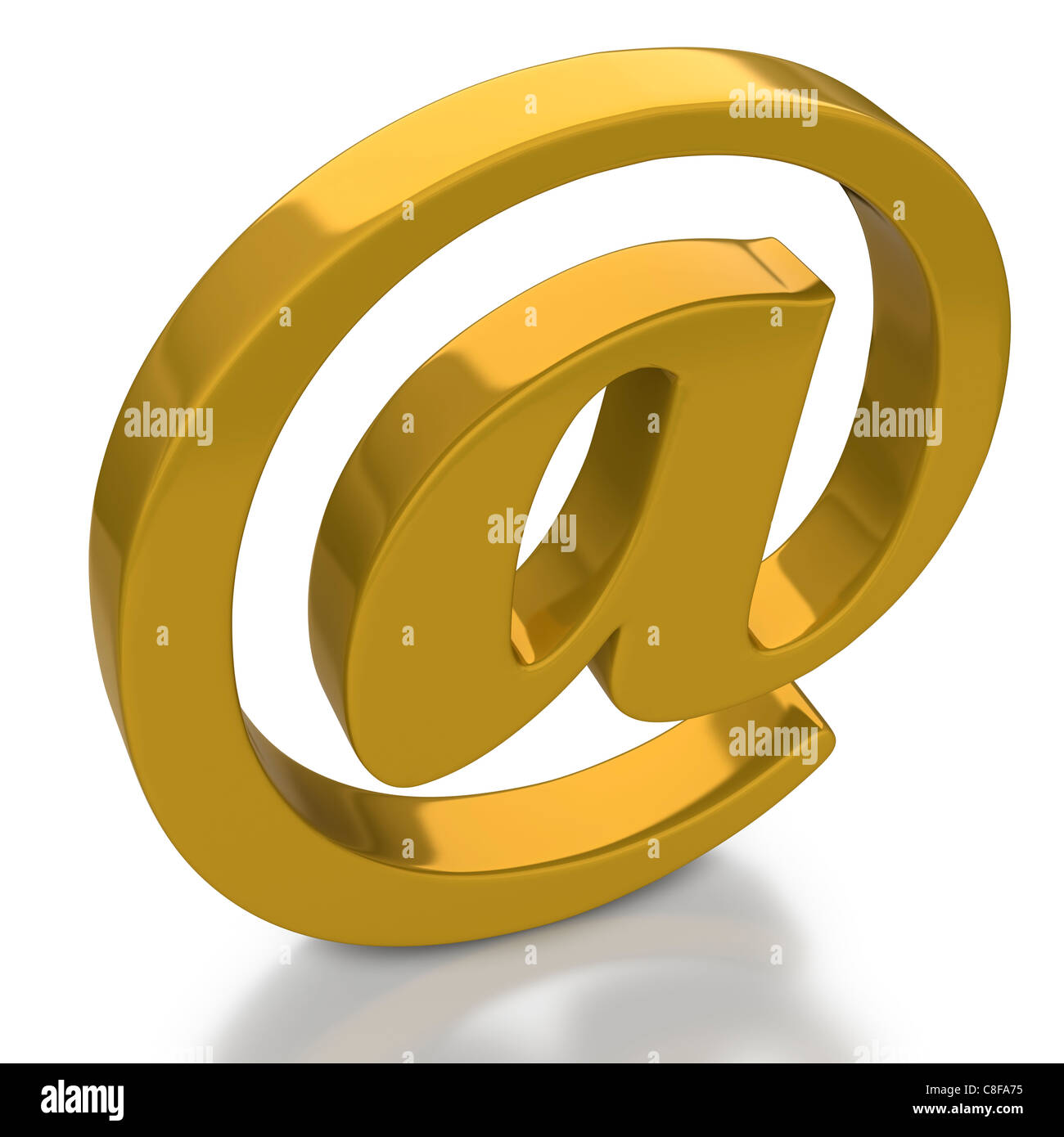 Golden email symbol on a white background Stock Photo - Alamy