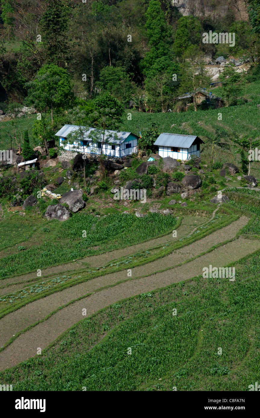 Mountain farmhouse south eastern Sikkim India Stock Photo - Alamy