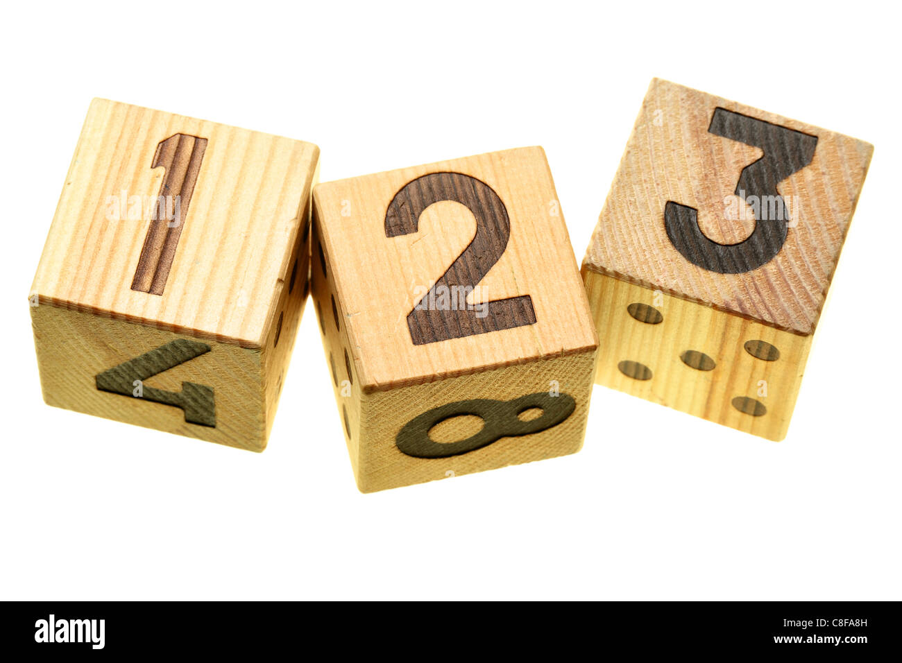 Wooden blocks with digits 123 isolated over the white background Stock ...