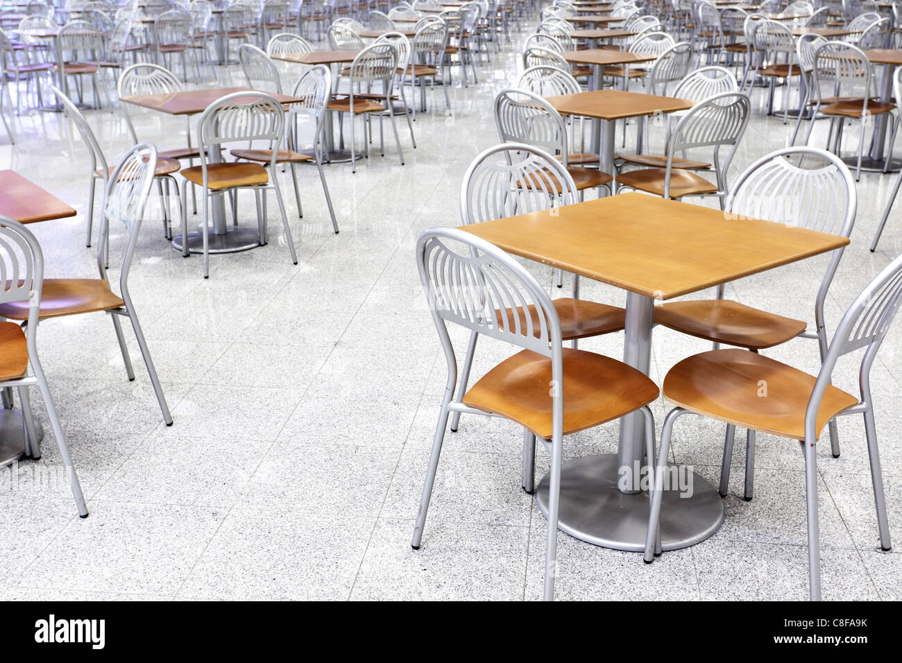 Interior of the large cafe with plenty of tables Stock Photo - Alamy