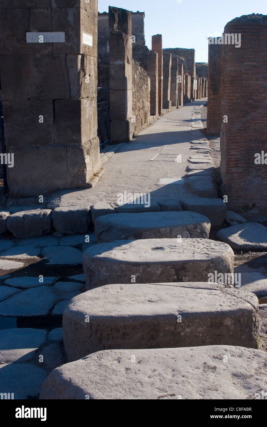Raised stones in the ruins of the Roman site of Pompeii, UNESCO World ...