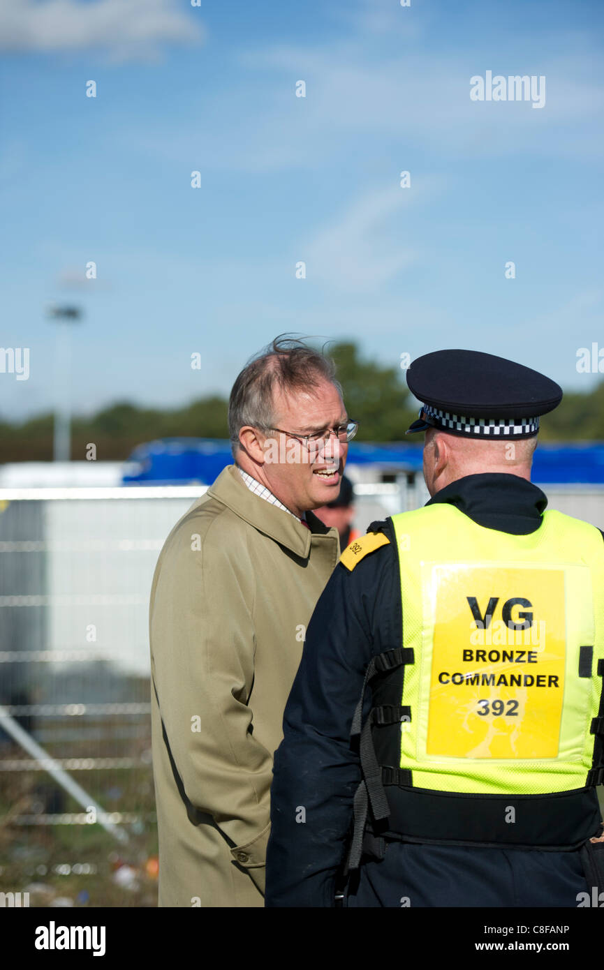 21st October 2011. Billericay MP John Baron, attends the Dale Farm ...