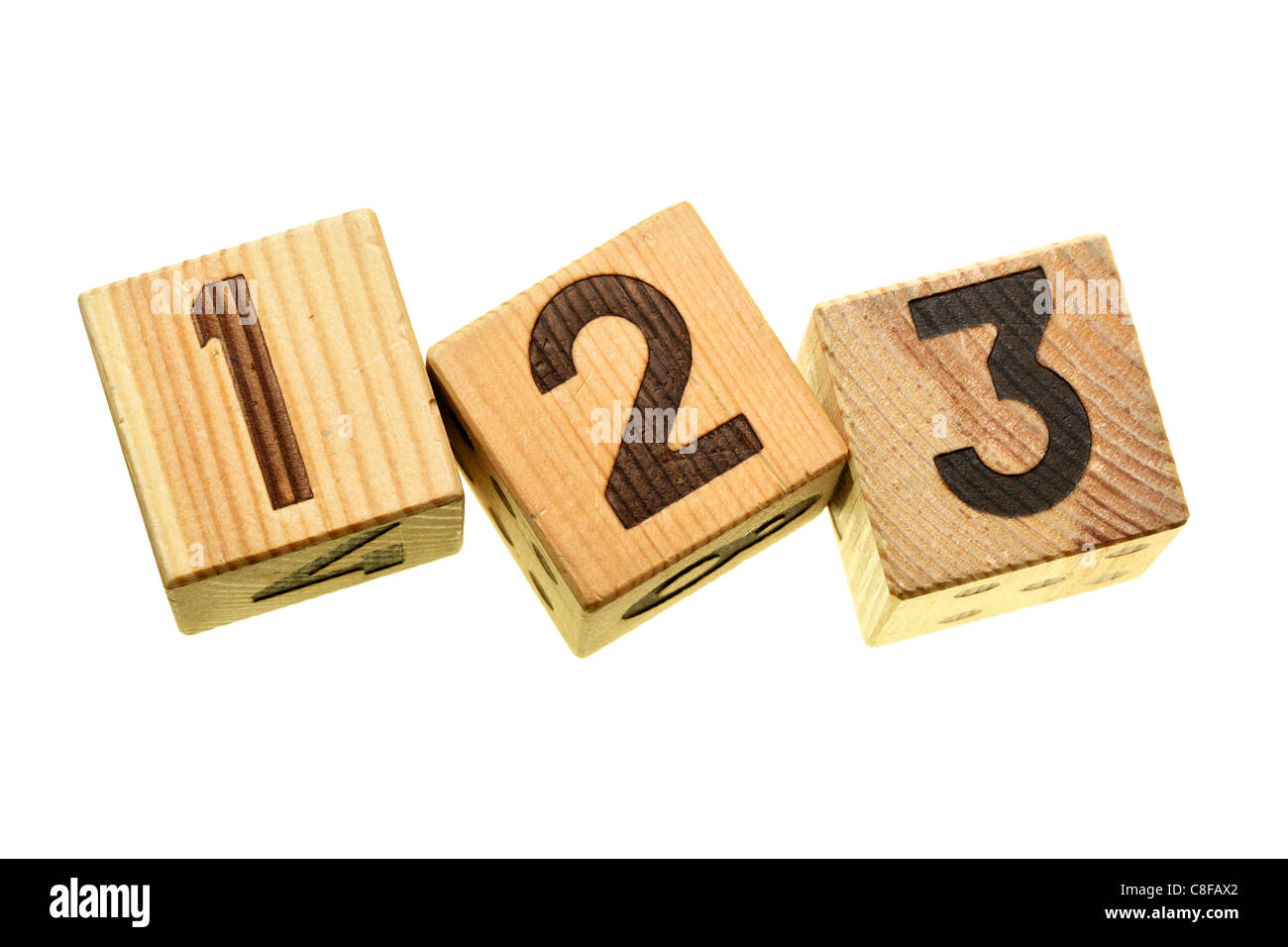 Wooden blocks with digits 123 isolated over the white background Stock ...