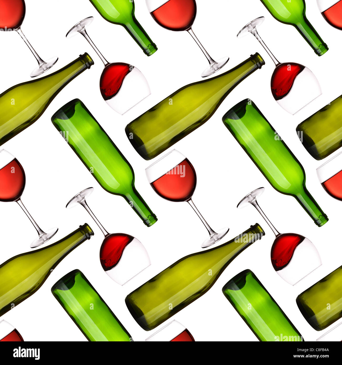 Seamless pattern - Bottles and glasses over white background Stock ...