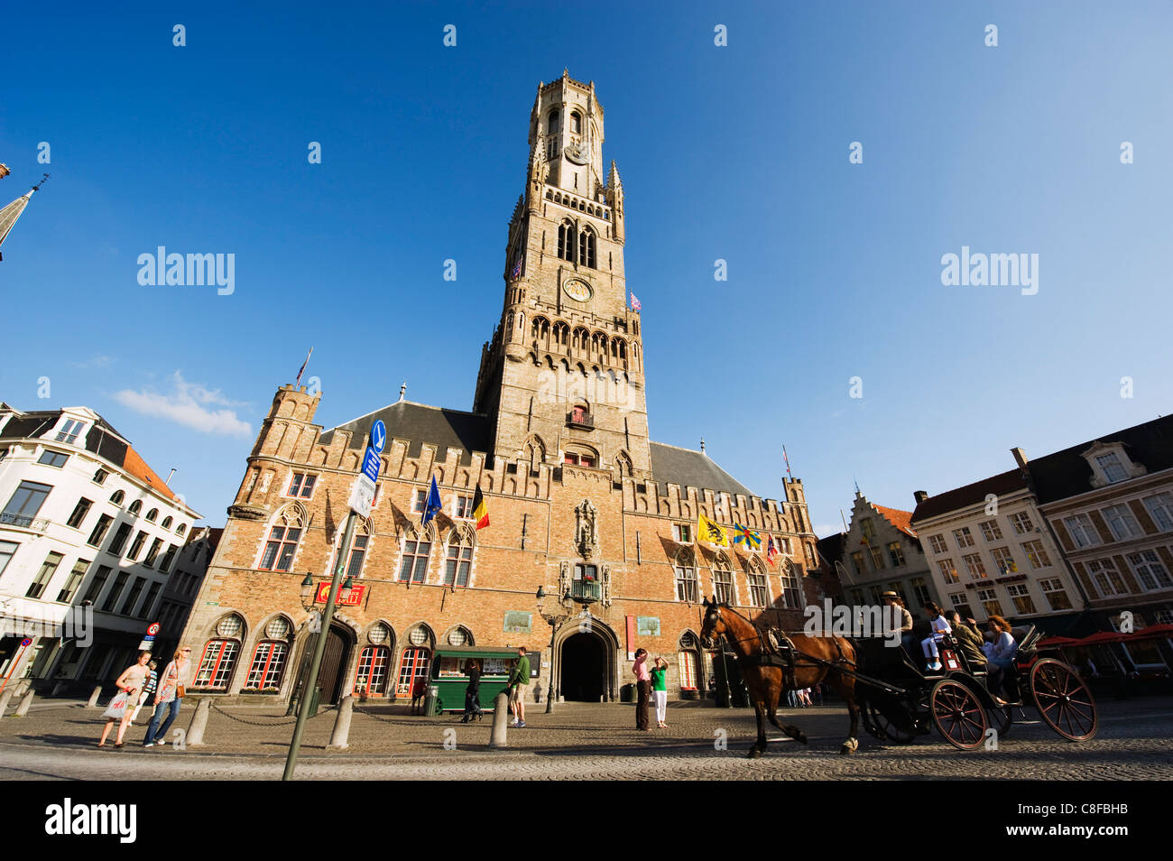The 13th century Belfort (belfry tower) in market square, Old Town ...