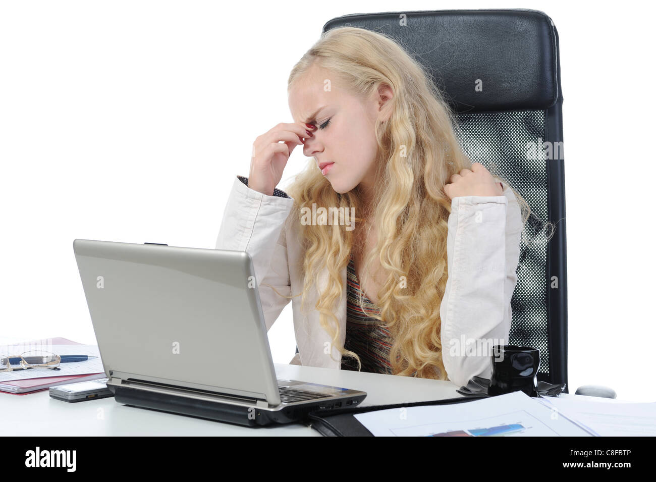 Crying girl in the office Stock Photo - Alamy