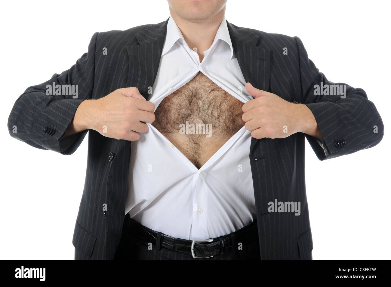 businessman tears open his shirt Stock Photo - Alamy