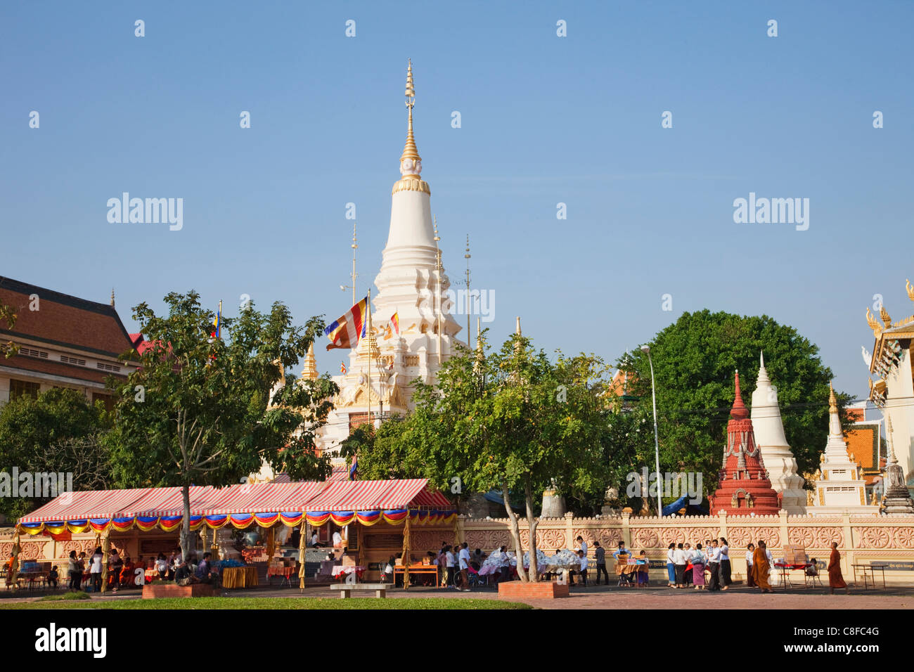 Asia, Cambodia, Phnom Penh, Wat Botum, Monastery, Monastery, Temple ...