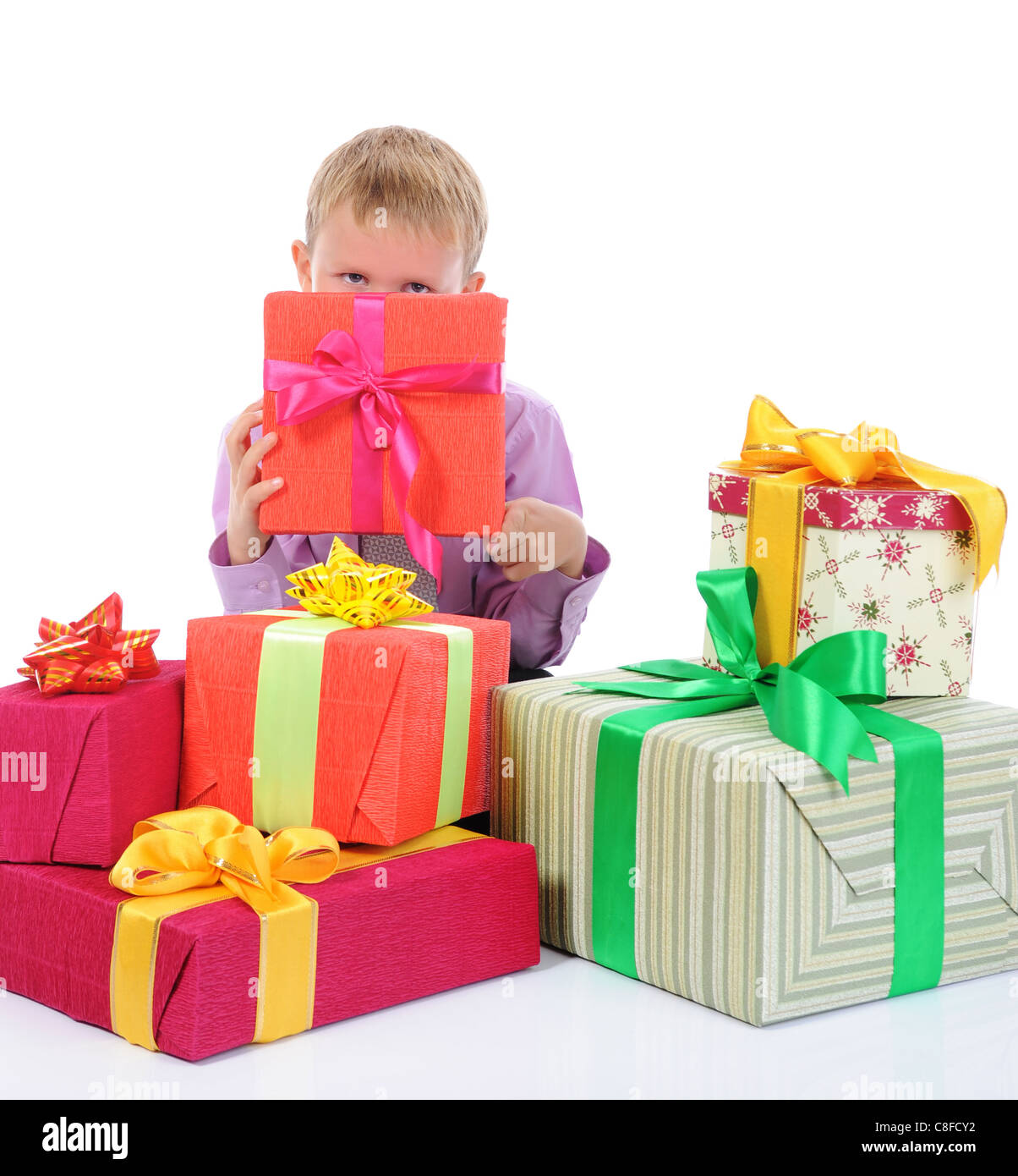 boy with gifts Stock Photo - Alamy