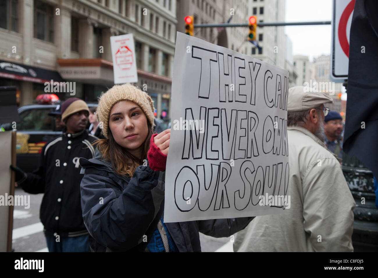 Detroit, Michigan - People rally at the Bank of America, demanding a ...