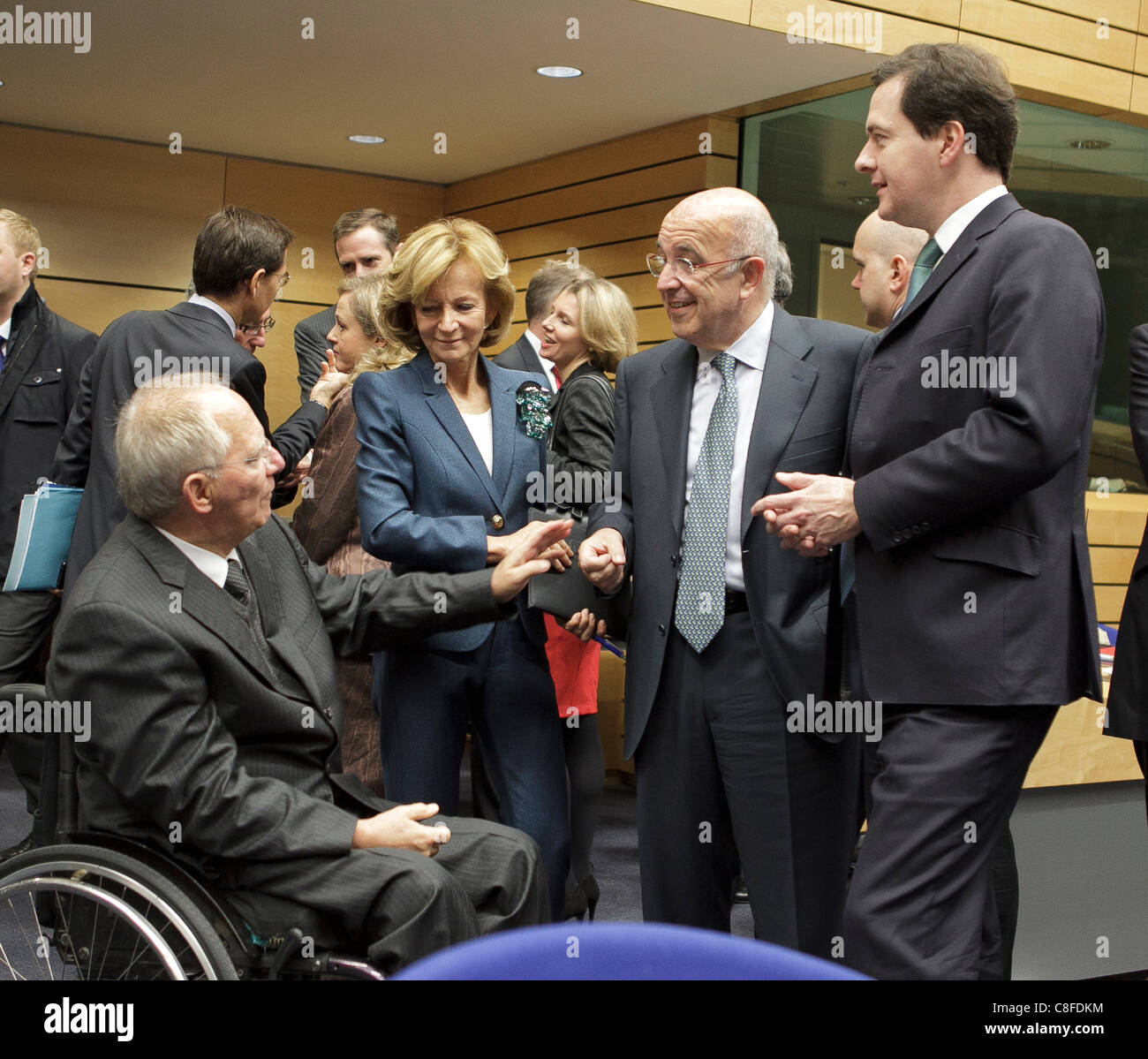 Pictured at the Ecofin meeting of European Union Finance Ministers were ...