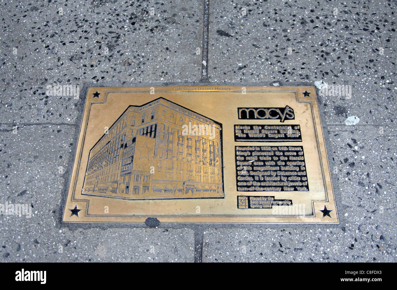 Macys Centennial Memorial Plaque Stock Photo - Alamy