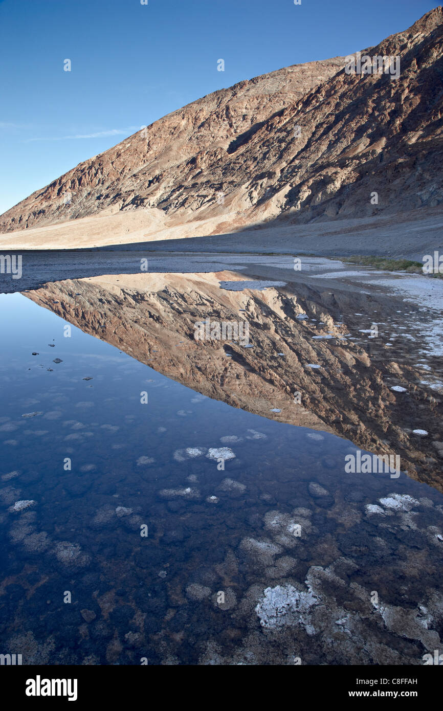 Pool of water at Badwater, Death Valley National Park, California ...