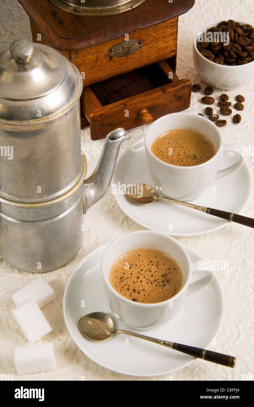 Neapolitan coffee, Neapolitan coffee machine and coffee grinder, Naples ...