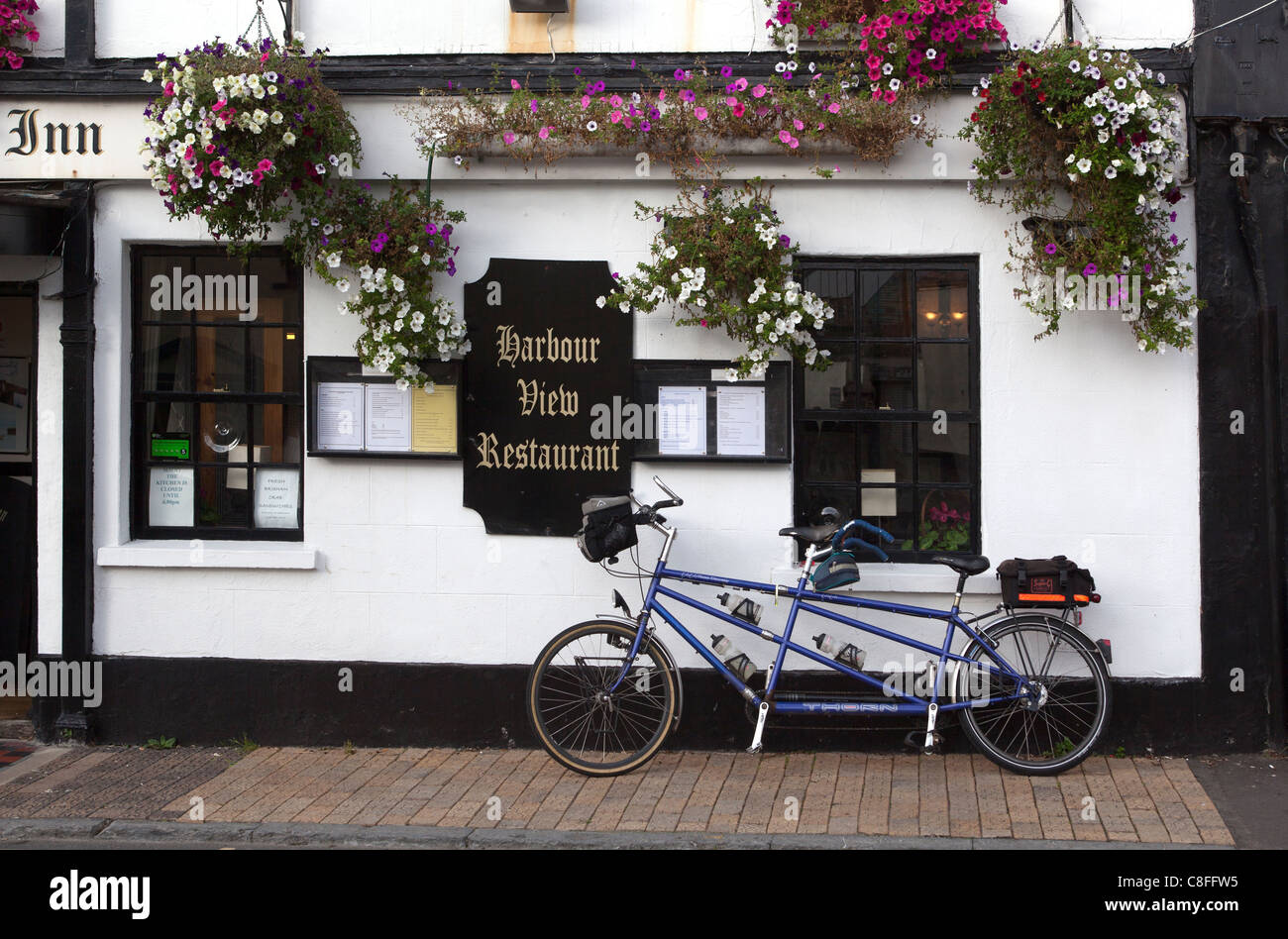 Tandem bicycle outside Pub Watchet Somerset England UK Stock Photo - Alamy
