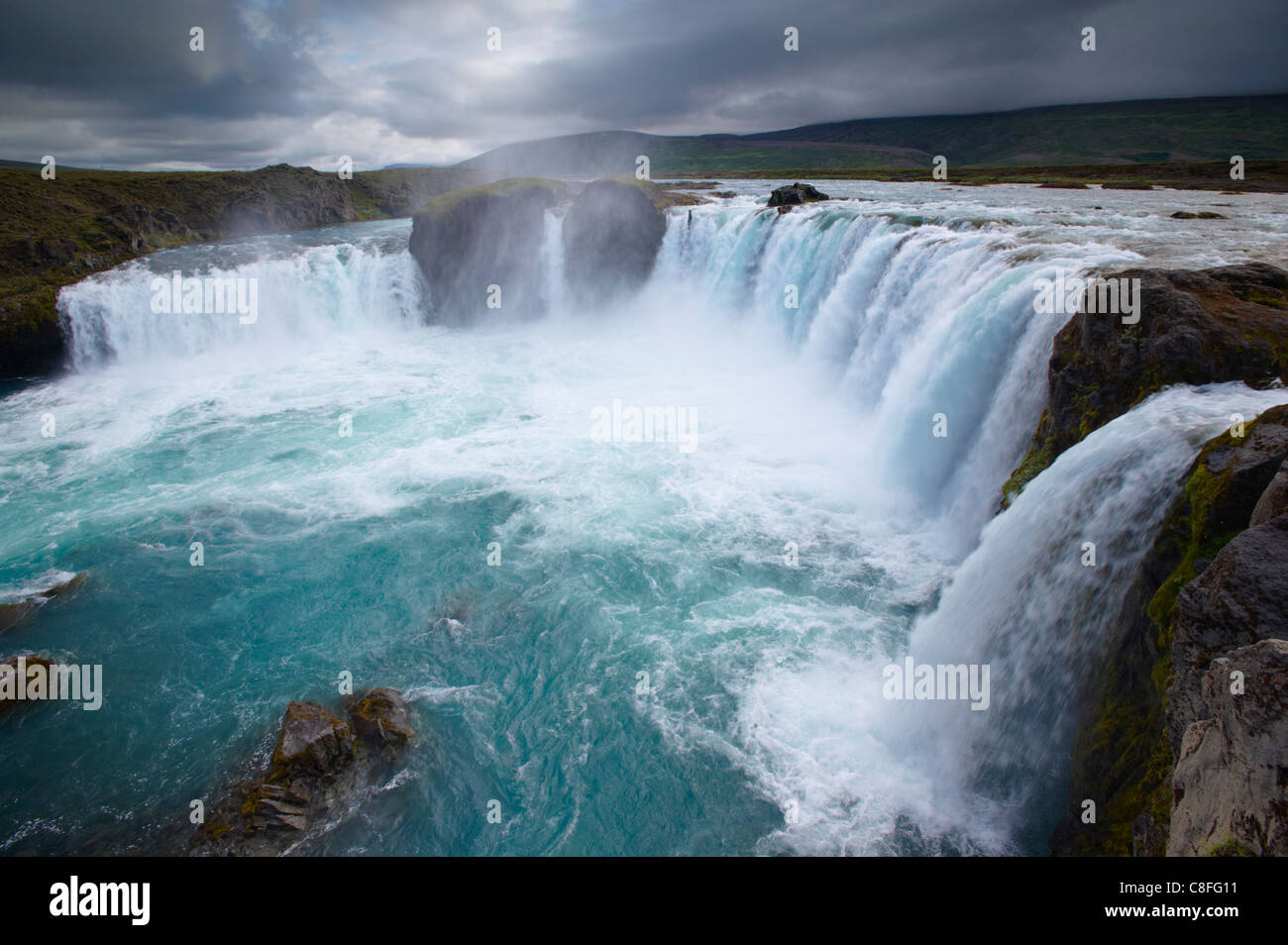 Godafoss waterfall (Fall of the Gods, between Akureyri and Myvatn, in ...