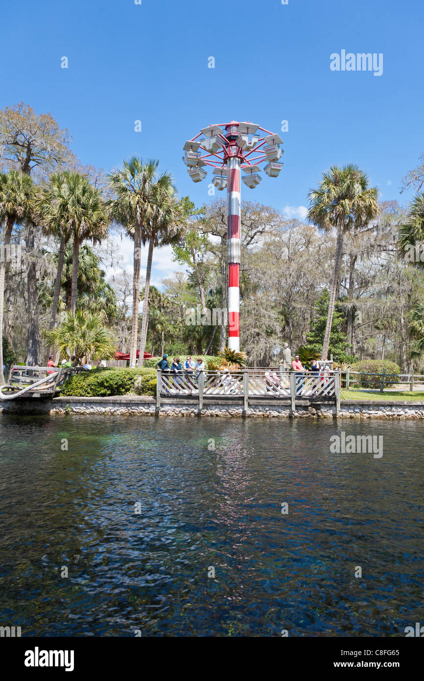 Park guests on deck next to Lighthouse Ride at Silver Springs ...