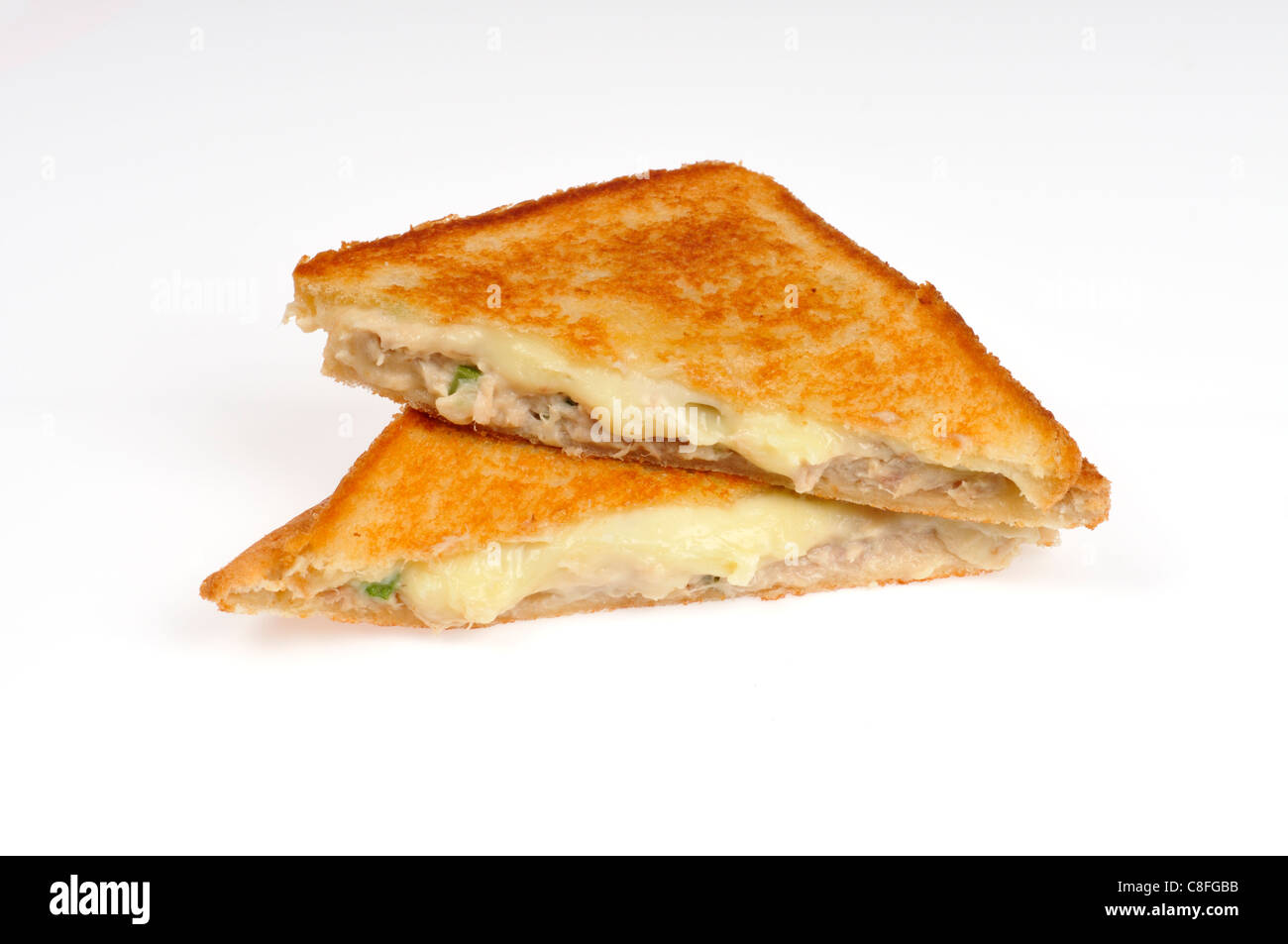 Toasted grilled tuna melt sandwich on white background cut out Stock ...