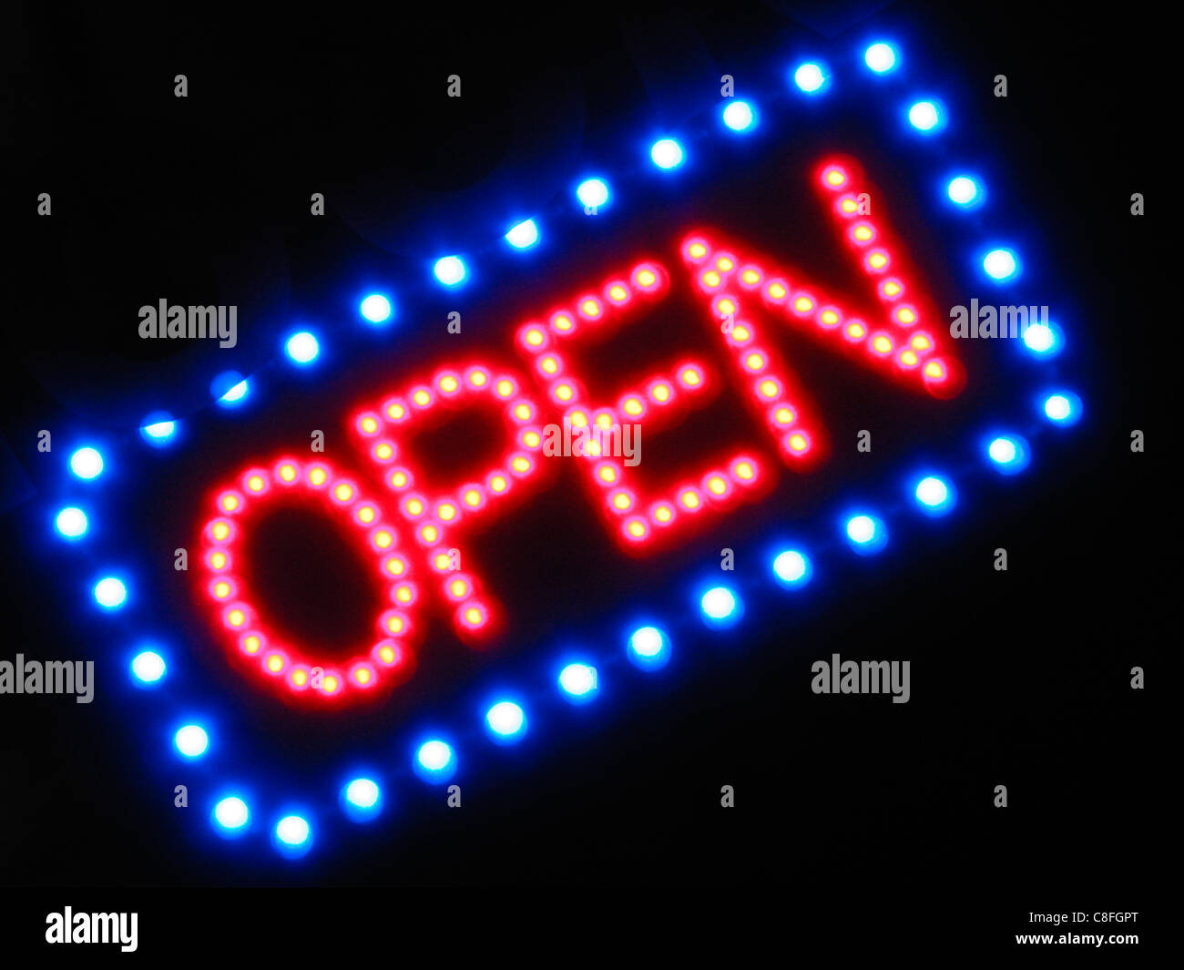 Neon sign, open, Hamburg, Germany, concepts Stock Photo - Alamy