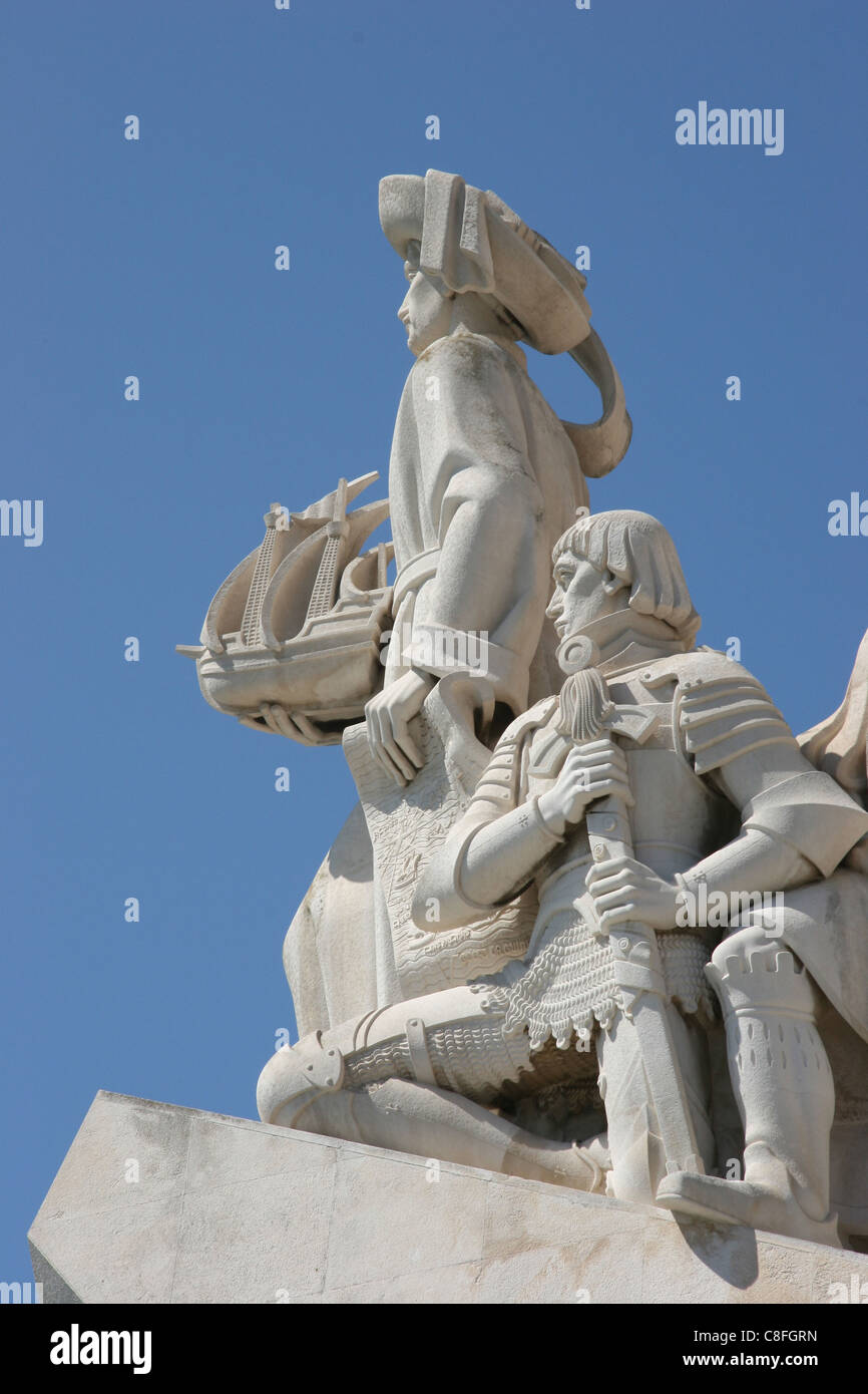 Portugal, Europe, Lisbon, seafarer's monument, landmark, figures Stock ...