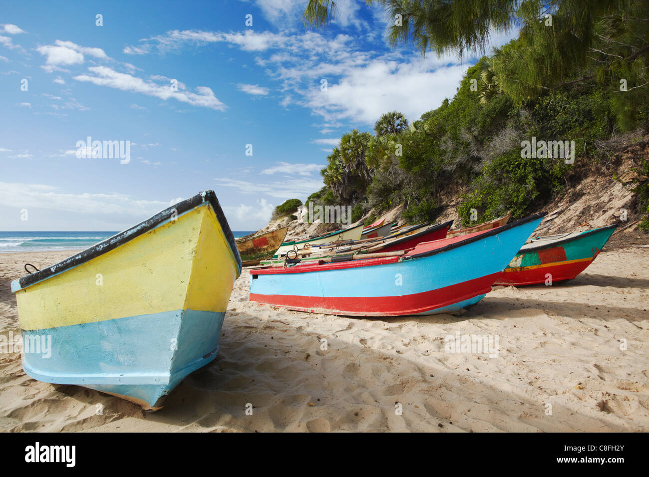 Fishing boats on beach, Tofo, Inhambane, Mozambique Stock Photo - Alamy