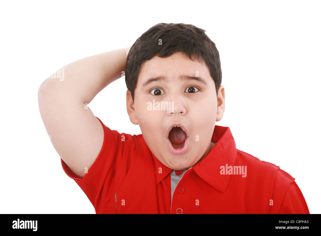 amazed young boy portrait isolated on white background Stock Photo - Alamy