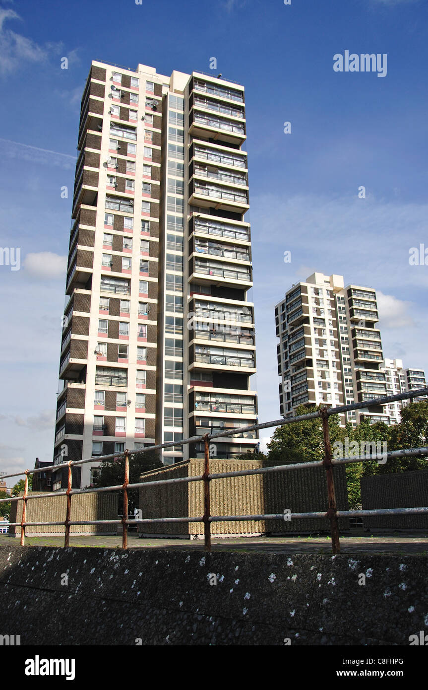 High-rise buildings on Wyndham & Comber Estate, Camberwell, London ...