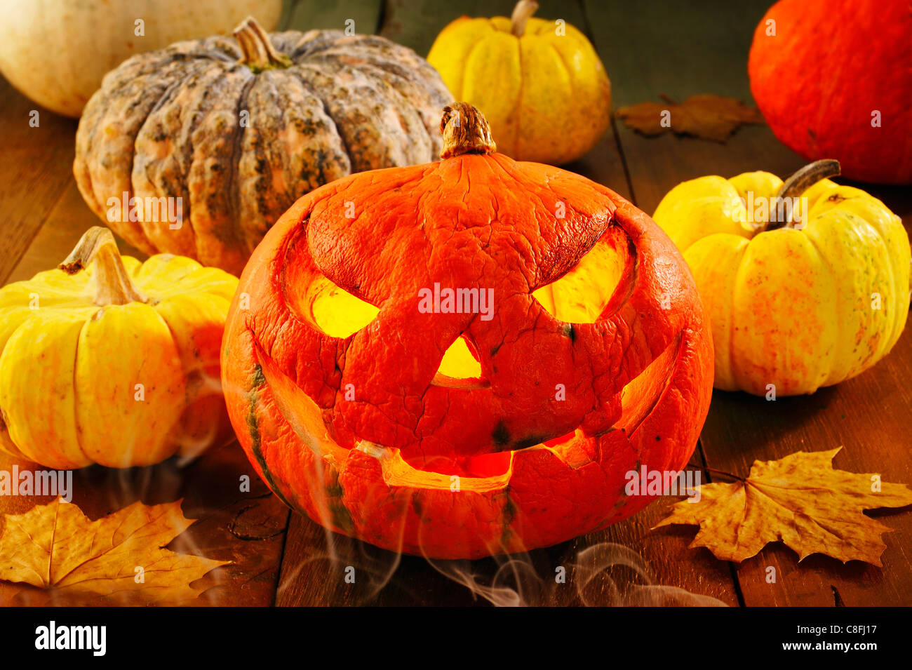 Scary Halloween pumpkins Stock Photo - Alamy