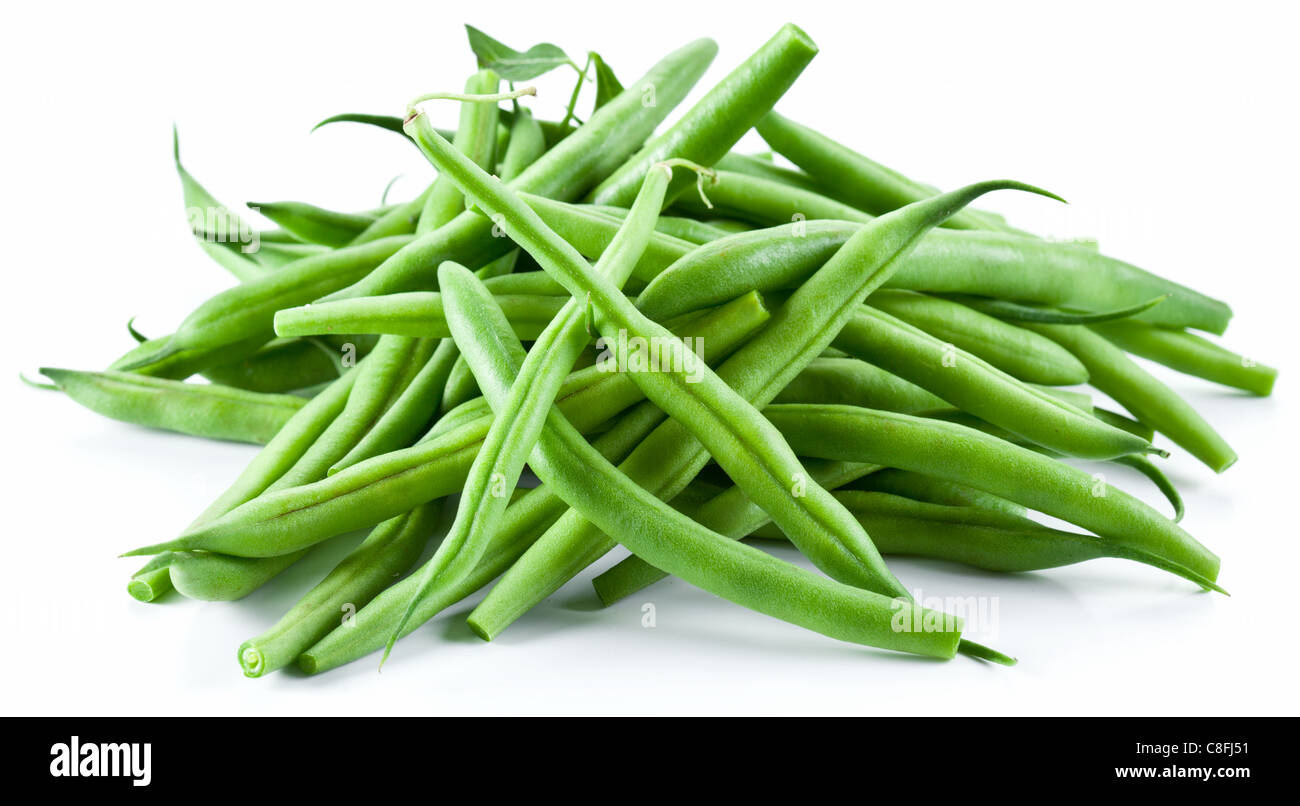Green beans isolated on a white background Stock Photo - Alamy