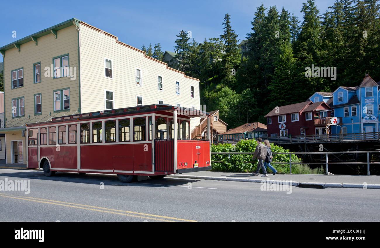 Tourist bus. Creek street. Ketchikan. Alaska. USA Stock Photo - Alamy