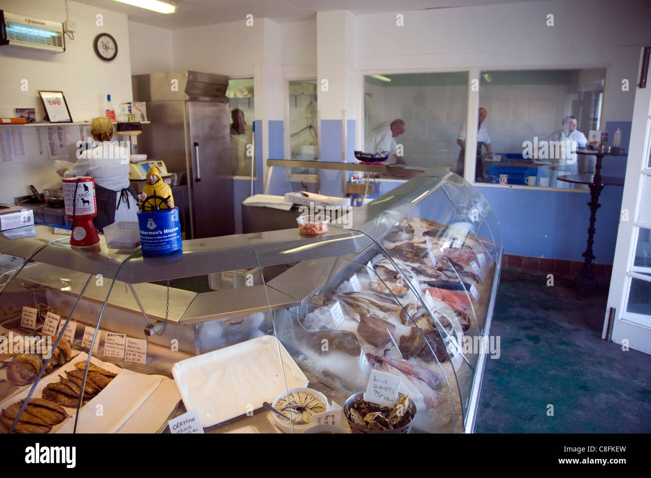 Interior of fishmongers shop Scarborough, Yorkshire, England Stock ...