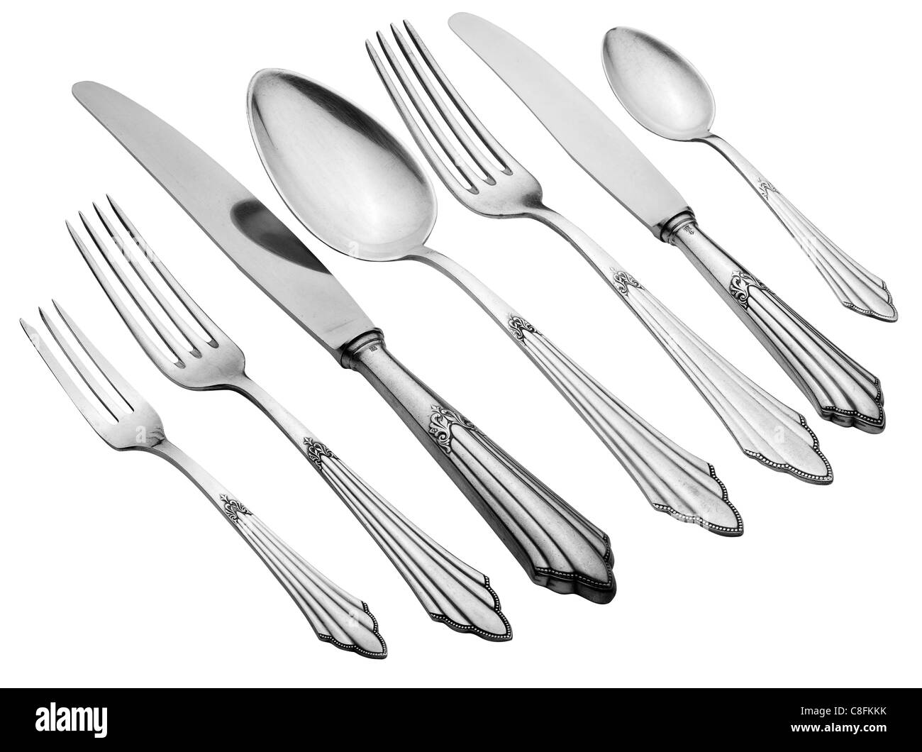 Old Silverware Set (Clipping Path Stock Photo - Alamy