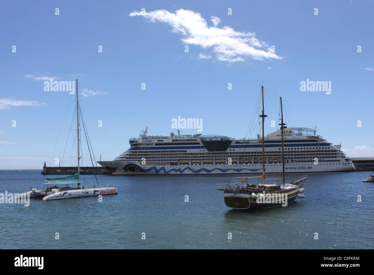 Aida Luna Cruise Liner docked at Funchal Harbour Madeira Stock Photo ...