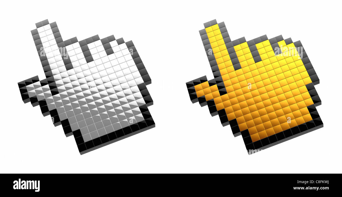 3d hand-shape mouse cursor Stock Photo - Alamy
