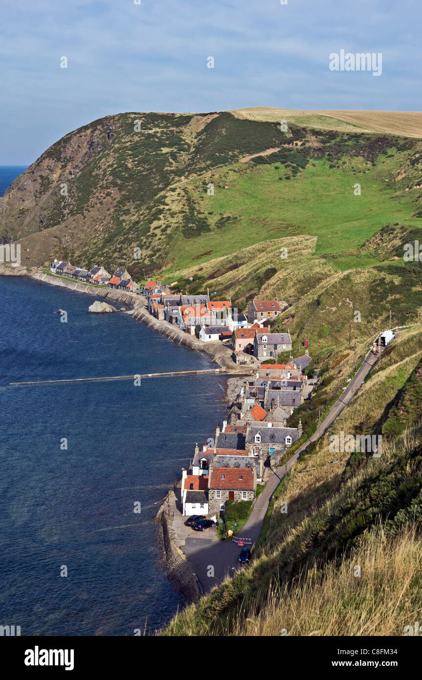 The former fishing village of Crovie in Aberdeenshire Scotland seen ...